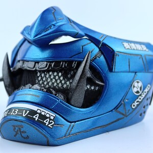 Oni Cyber Samurai Cosplay Mask - Metallic Blue - Etsy