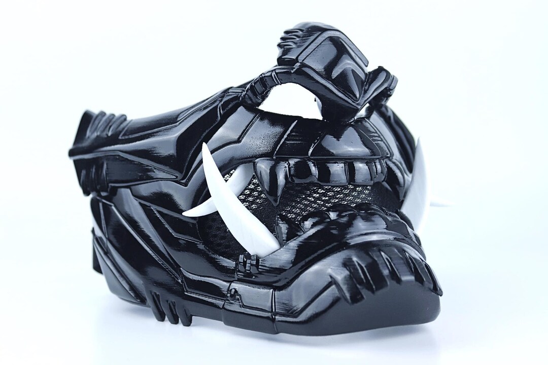 Oni Cyber Samurai Mask - Glossy Black - Etsy