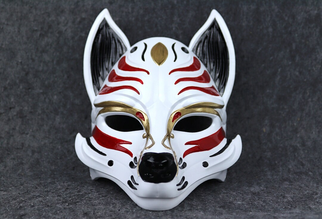 Kitsune Fox Anime Mask - Black/red - Etsy