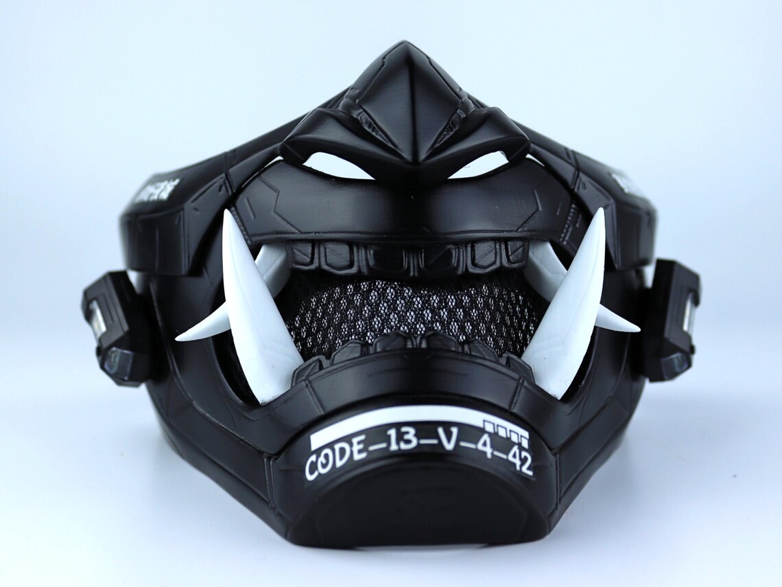Oni Cyber Samurai Techwear LED Mask - Matte Black - Etsy