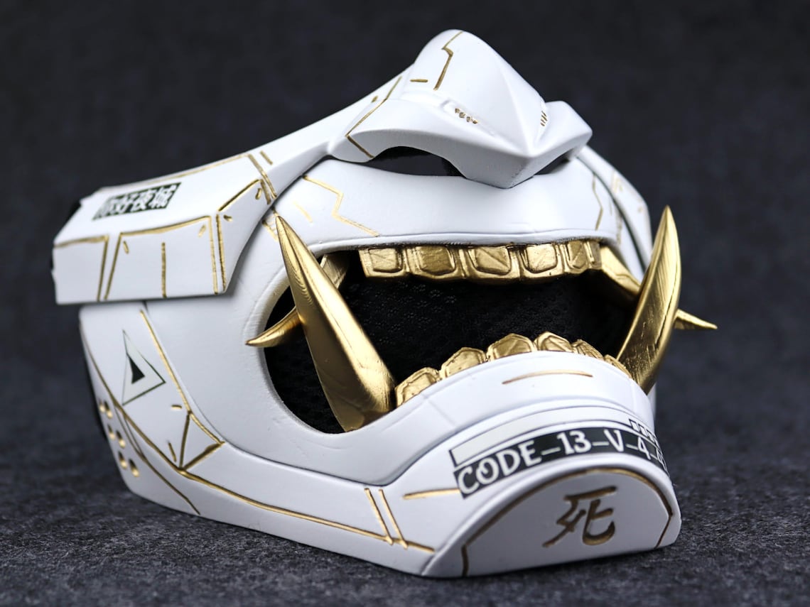 Oni Cyber Samurai Cosplay Mask - Matte White - Etsy