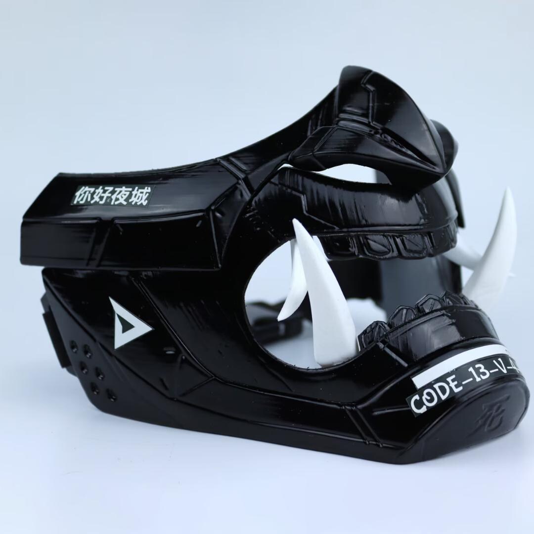 Oni Cyber Samurai Cosplay Mask Glossy Black - Etsy