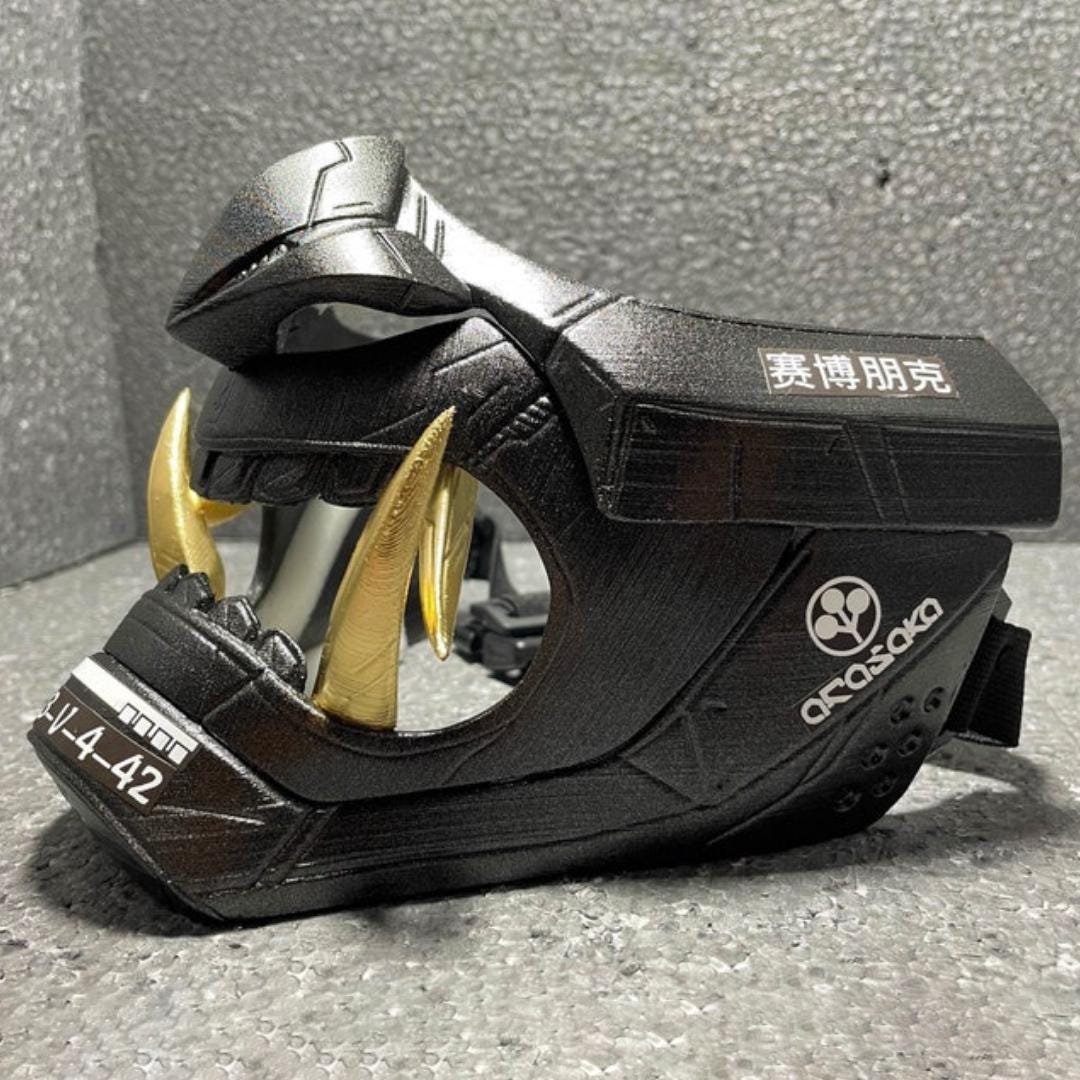 Buy Oni Cyber Samurai Cosplay Mask Metallic Black Online in India - Etsy