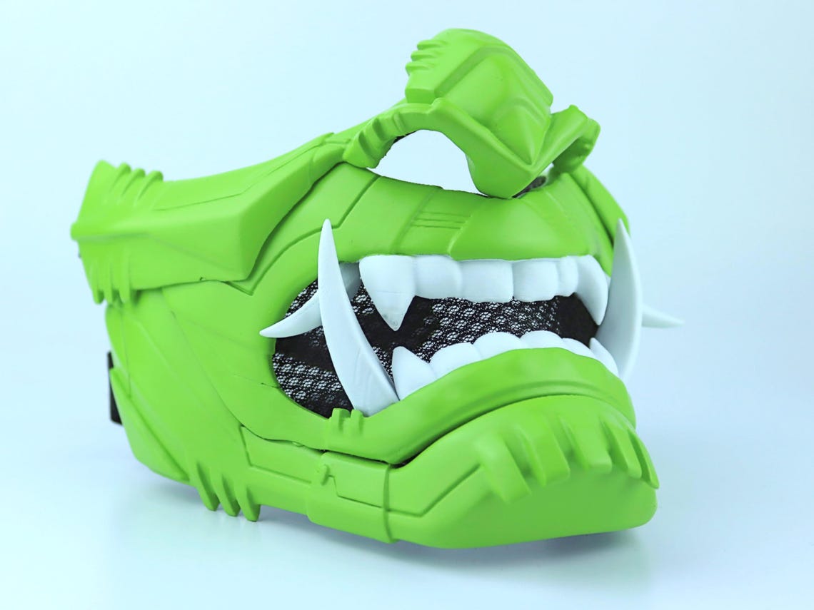Oni Cyber Samurai Mask - Lime - Etsy