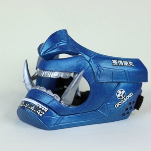 Oni Cyber Samurai Cosplay Mask - Metallic Blue - Etsy