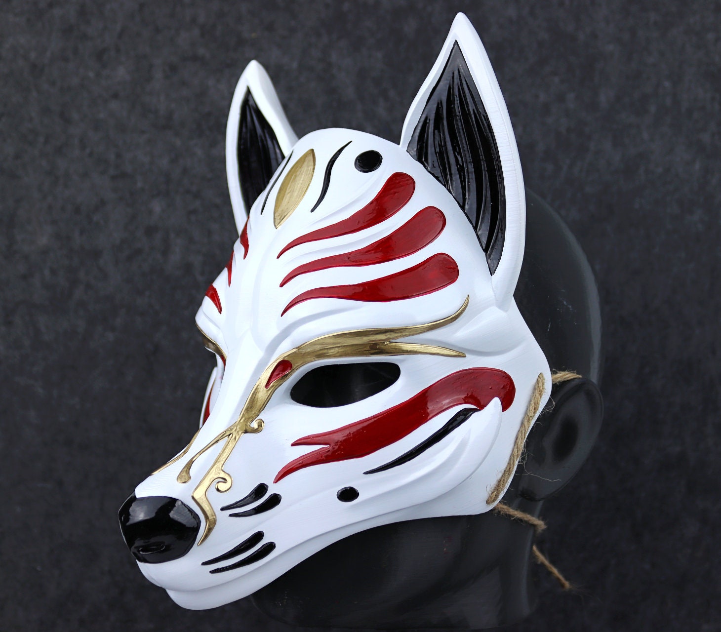 Kitsune Fox Anime Mask - Black/red - Etsy