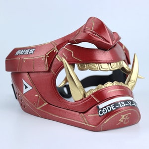 Oni Cyber Samurai Cosplay Mask Metallic Red - Etsy
