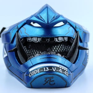 Oni Cyber Samurai Cosplay Mask - Metallic Blue - Etsy