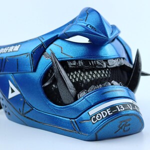 Oni Cyber Samurai Cosplay Mask - Metallic Blue - Etsy