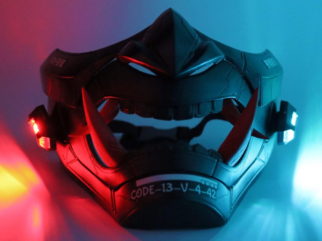 Oni Cyber Samurai Techwear LED Mask - Etsy