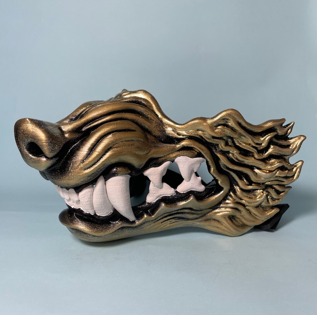 Wolf Snarling Animal Face Mask - Gold - Etsy