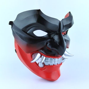 Kabuto Samurai Mask With Fangs - Black/red - Etsy