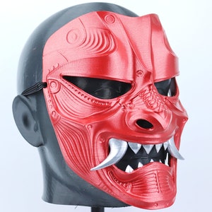 Kabuto Oni Samurai Full Face Mask With Fangs Metallic Red - Etsy