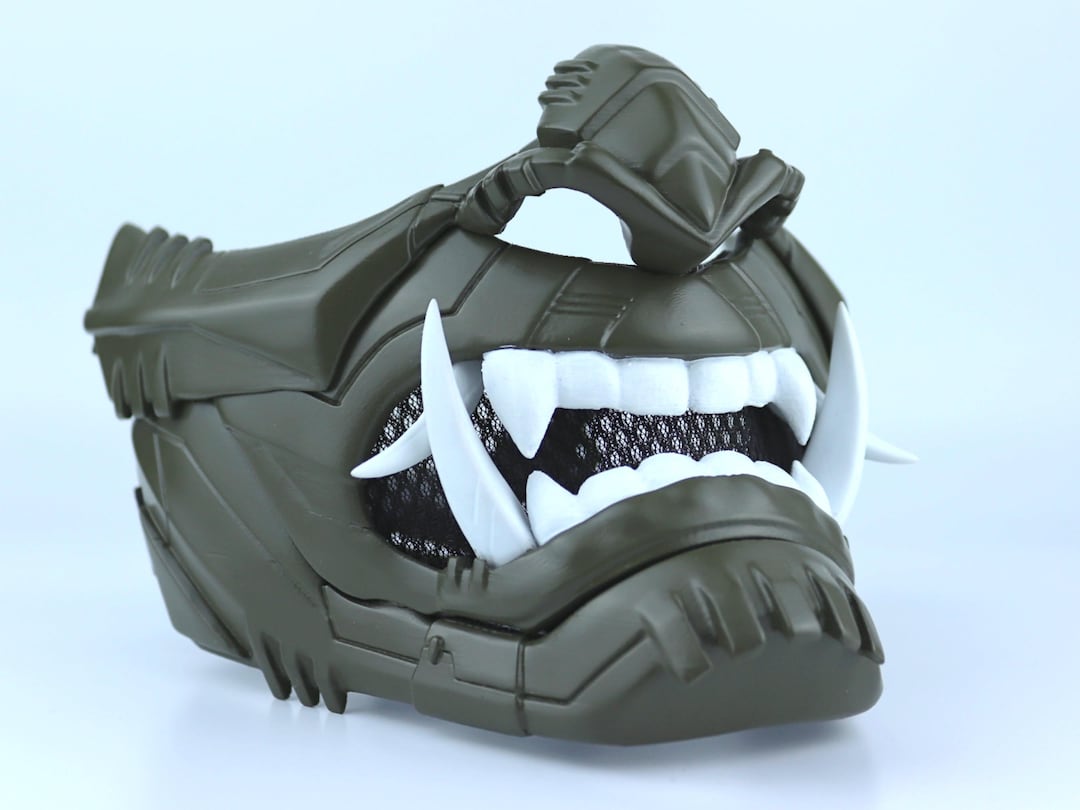 Oni Cyber Samurai Mask - Army Green - Etsy