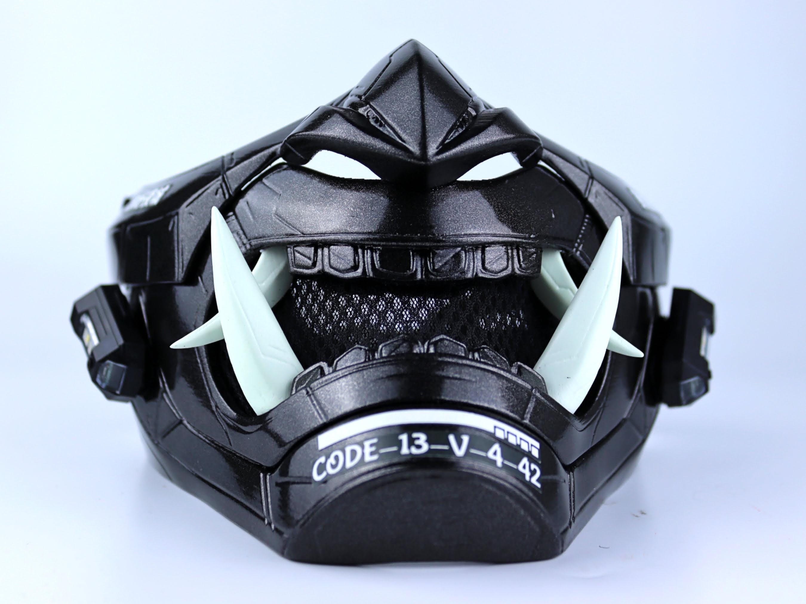 Oni Cyber Samurai Techwear LED Mask - Metallic Black - Etsy