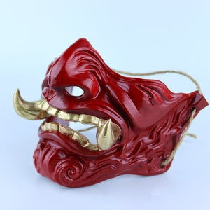 Oni Mempo Samurai Mask - Red - Etsy