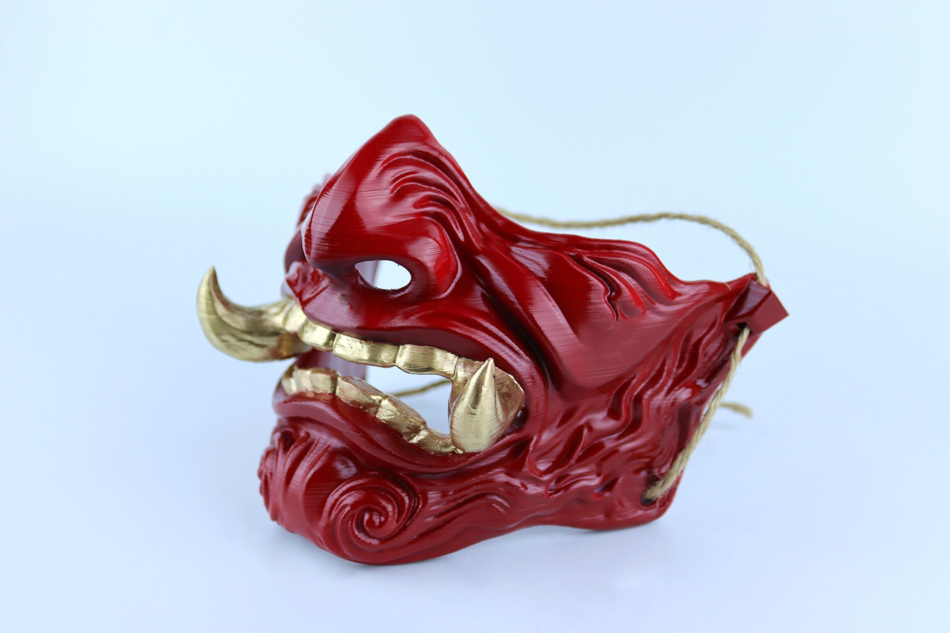 Oni Mempo Samurai Mask - Red - Etsy