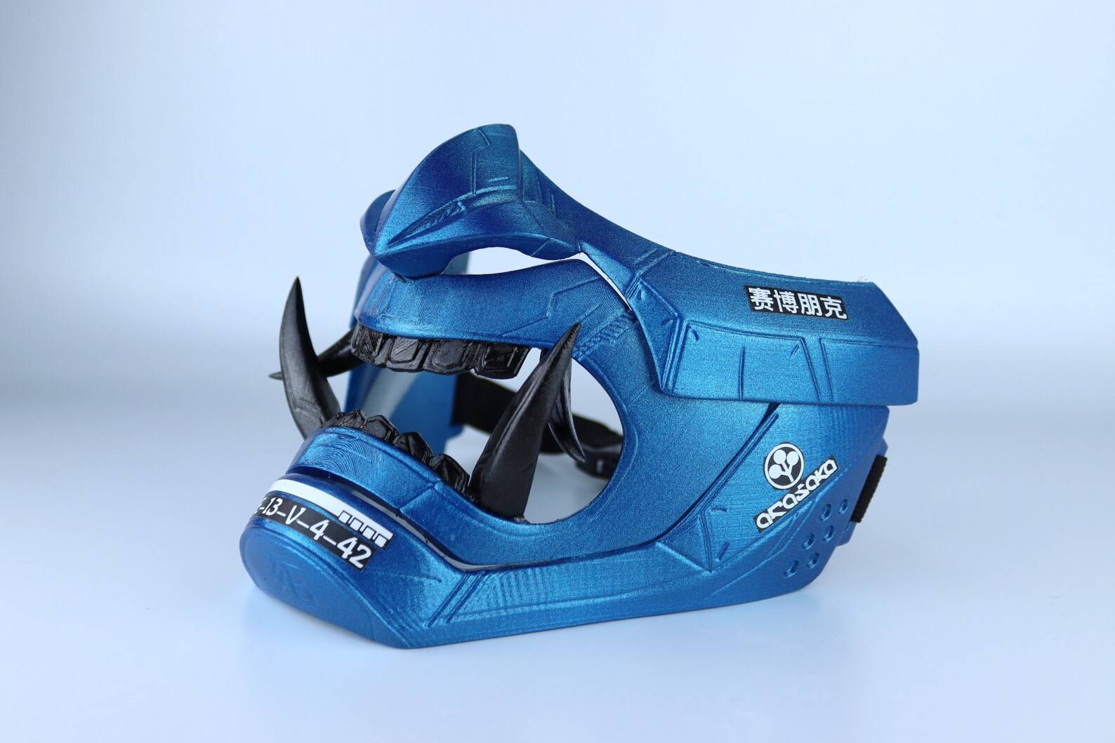 Oni Cyber Samurai Cosplay Mask Metallic Blue - Etsy