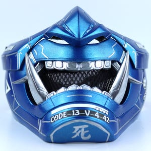 Oni Cyber Samurai Cosplay Mask - Metallic Blue - Etsy