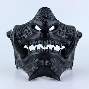 Japanese Oni Samurai Mask - Full Matte Black - Etsy