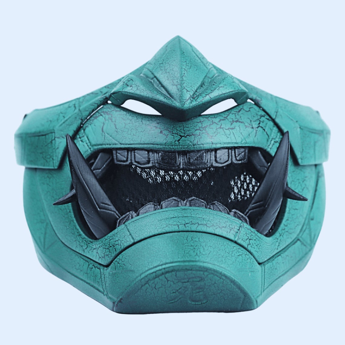 Oni Cyber Samurai Cosplay Mask - Cracked Effect Black/green - Etsy