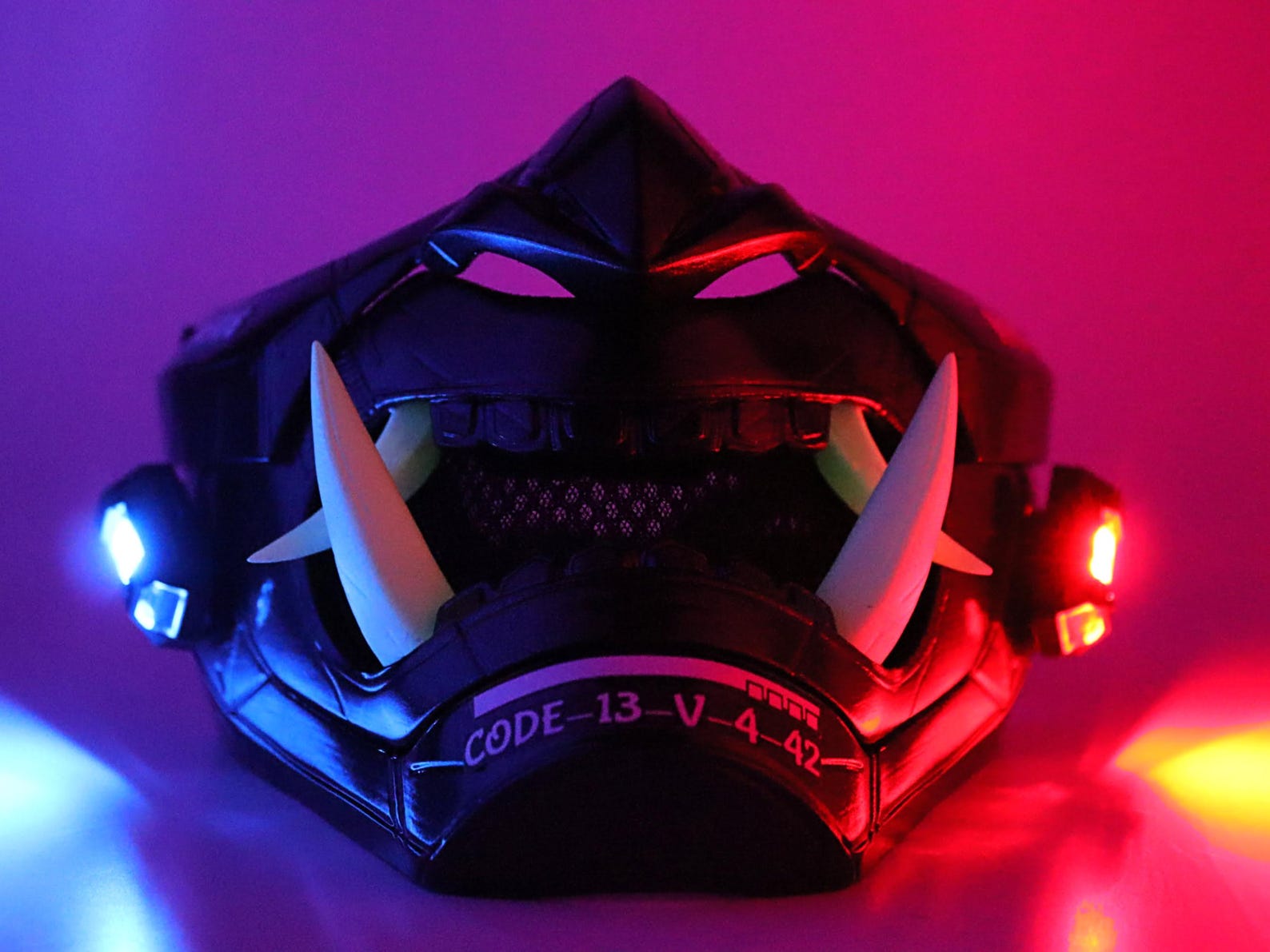 Oni Cyber Samurai Techwear LED Mask - Metallic Black - Etsy