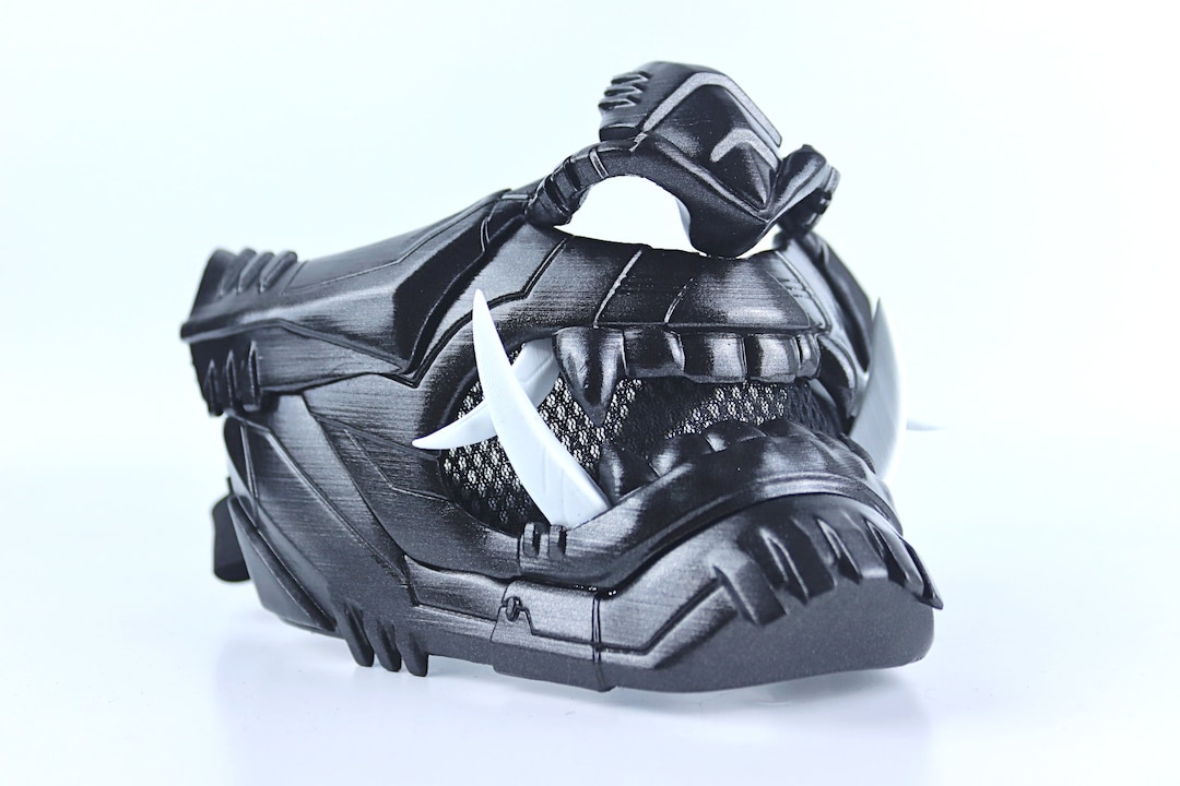 Oni Cyber Samurai Mask - Metallic Black - Etsy