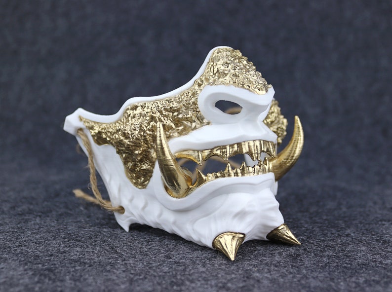 Japanese Oni Samurai Mask - White - Etsy