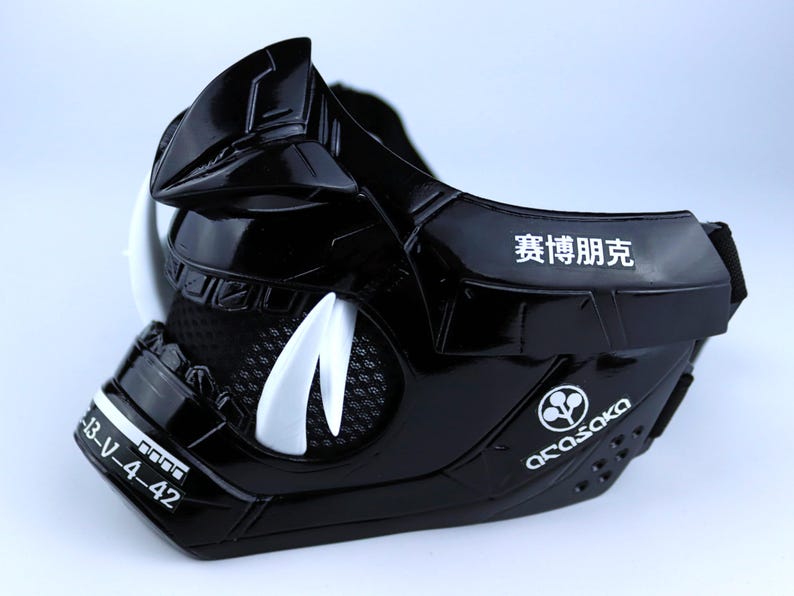 Oni Cyber Samurai Cosplay Mask - Glossy Black - Etsy