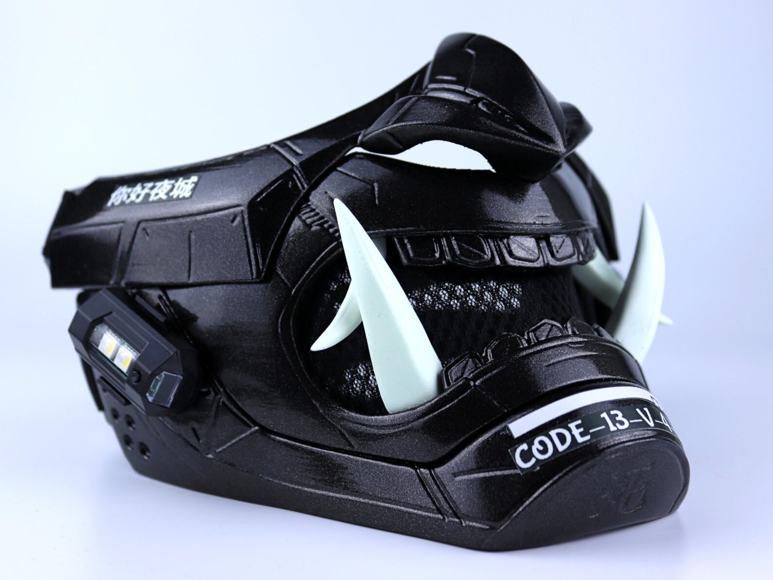 Oni Cyber Samurai Techwear LED Mask - Metallic Black - Etsy
