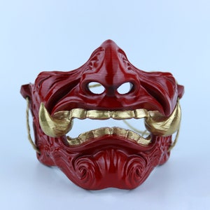 Oni Mempo Samurai Mask - Red - Etsy