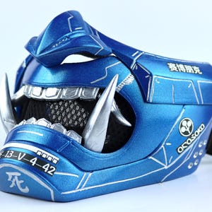 Oni Cyber Samurai Cosplay Mask - Metallic Blue - Etsy