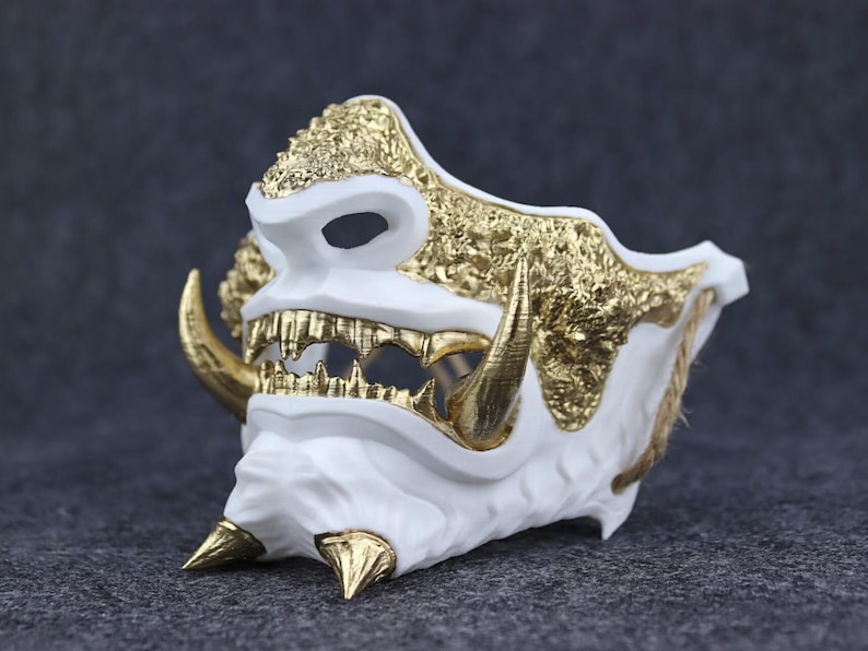 Japanese Oni Samurai Mask - White - Etsy