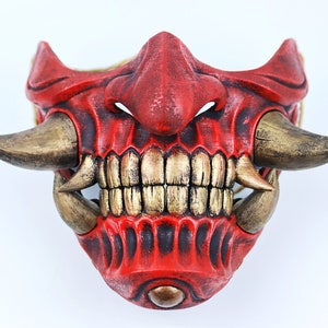 Hannya Japanese Oni Mask - Black/red - Etsy