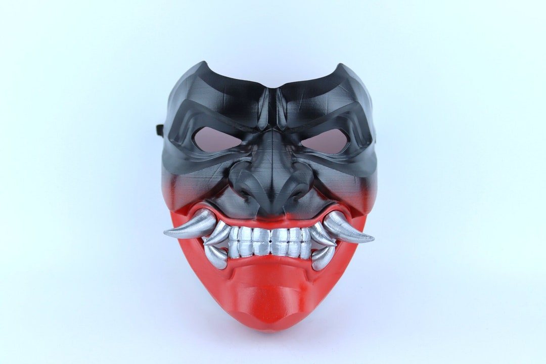 Kabuto Samurai Mask With Fangs - Black/red - Etsy