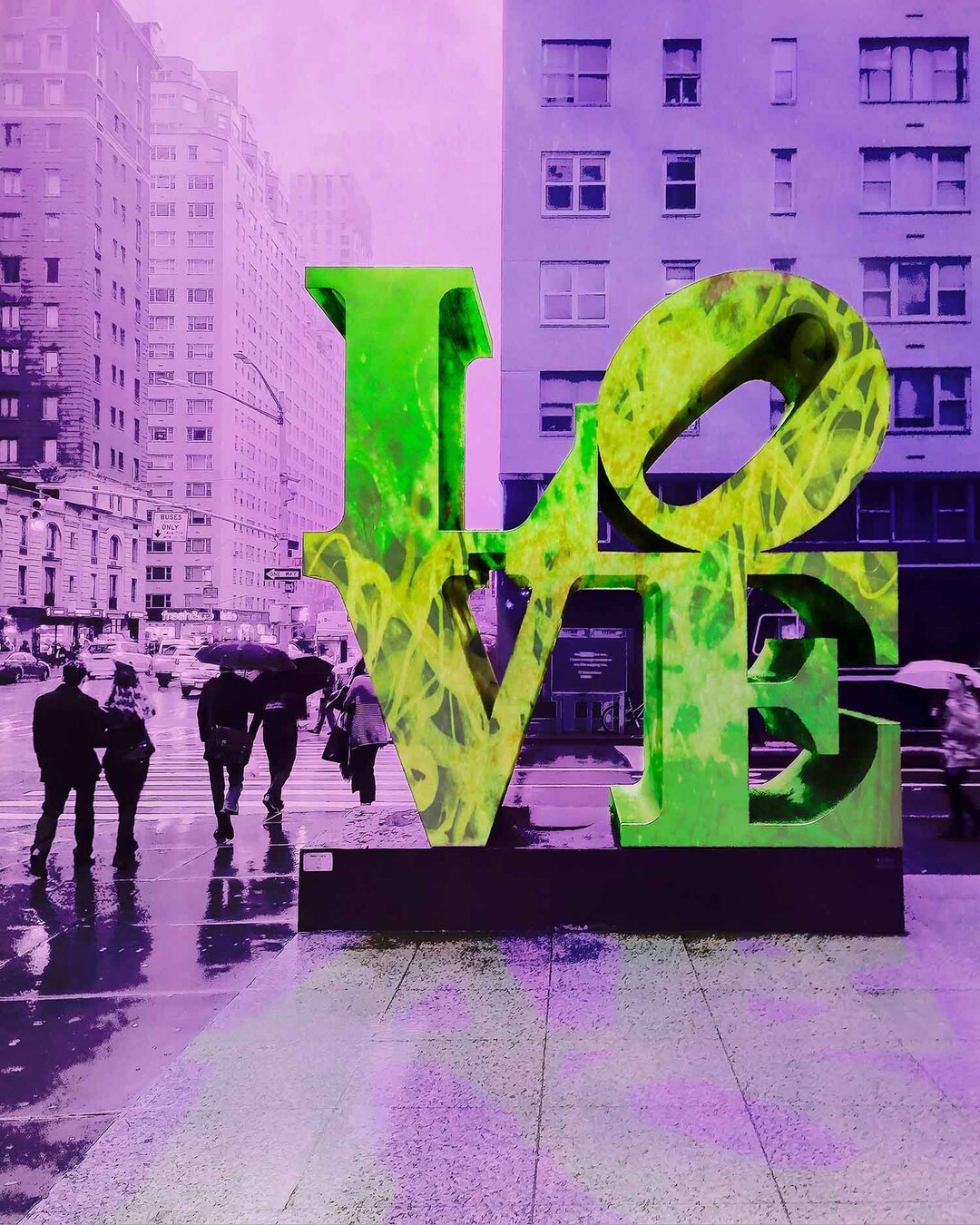 LOVE, Green on Violet Combination, Graffiti Pop Art, Digital Archival ...