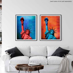 Statue of Liberty in Red Wall Art, Archival Print, Canvas, Home Decor ...