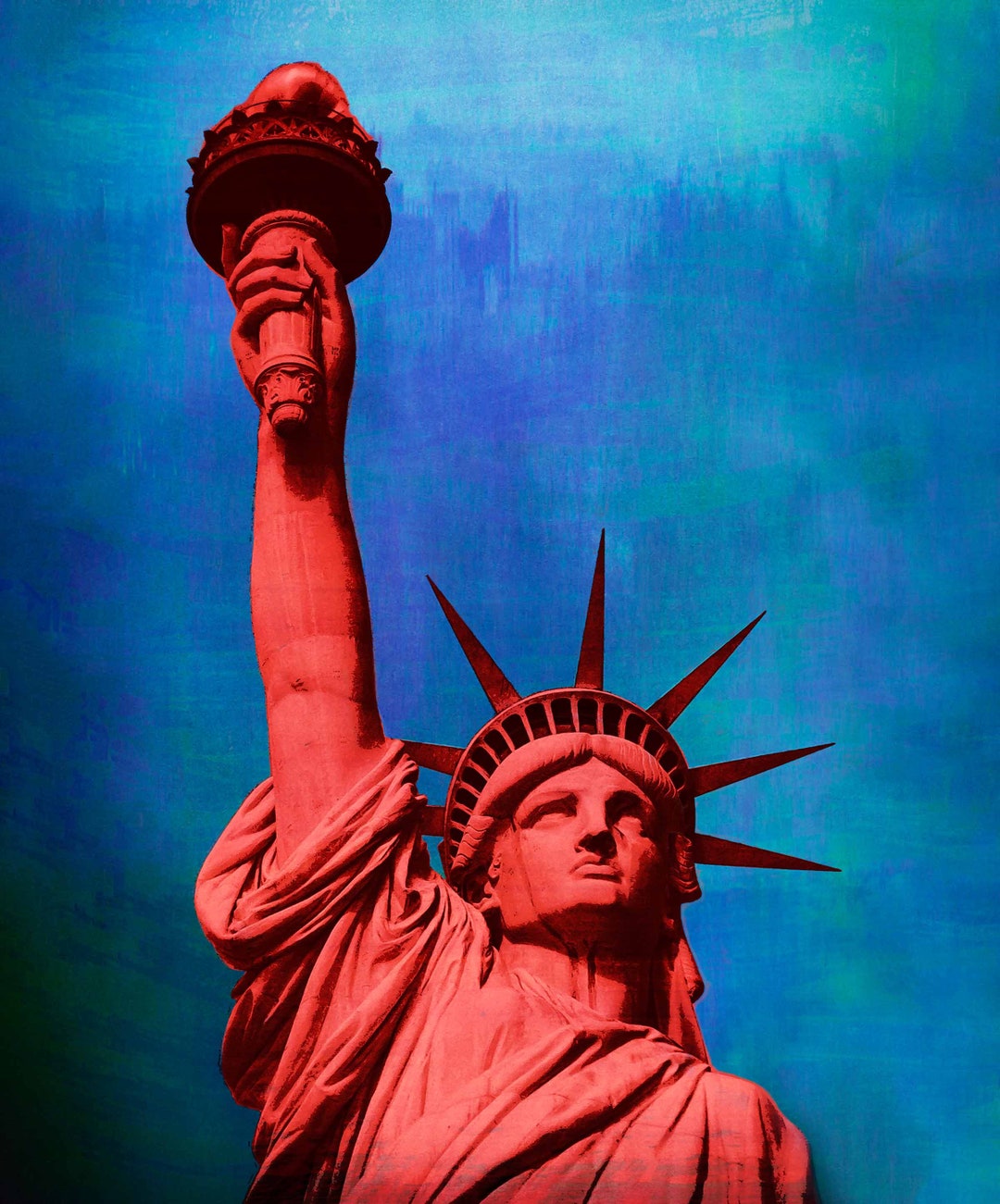 Statue of Liberty in Red Wall Art, Digital Archival Print & Canvas ...