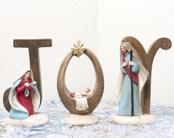 Joy Nativity Scene - Etsy