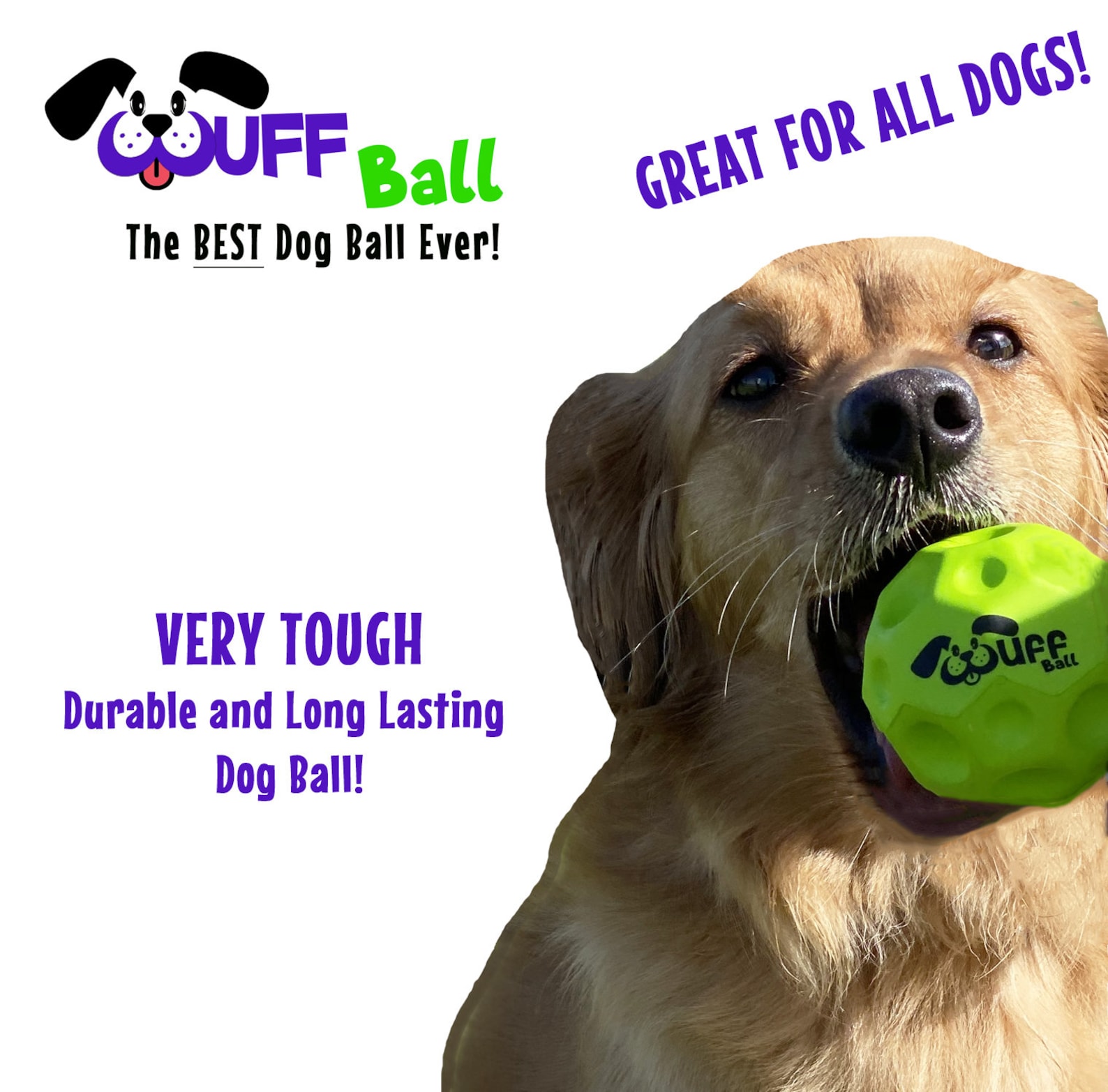 WUFF BALL Fetch Ball for Dog Toy, High Quality Fun Durable Ultra BOUNCY ...