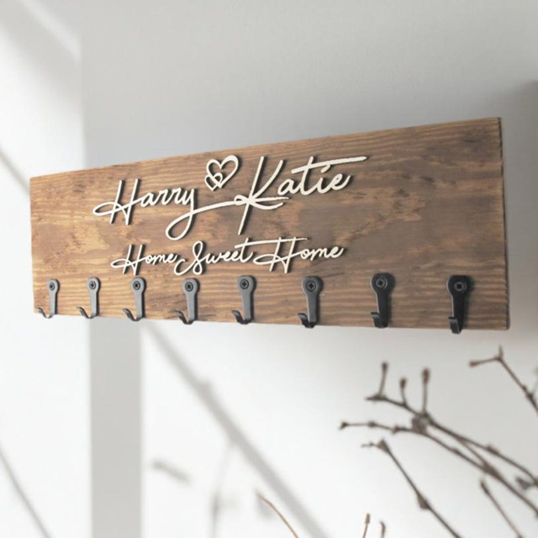 Large Key Holder With Eight Hooks, Keys or Fully Personalisable, New ...