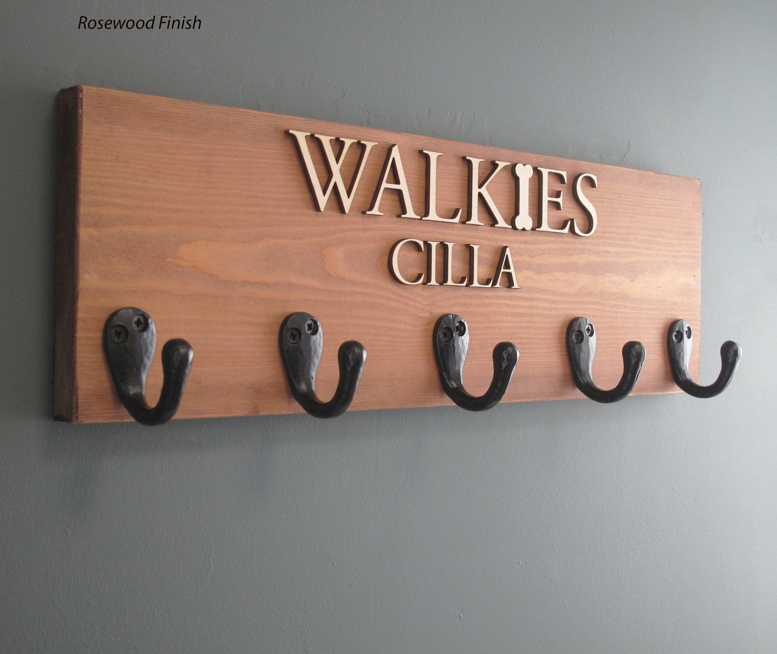 Personalisable Walkie's Wooden Dog Hook Sign Five Hook | Etsy