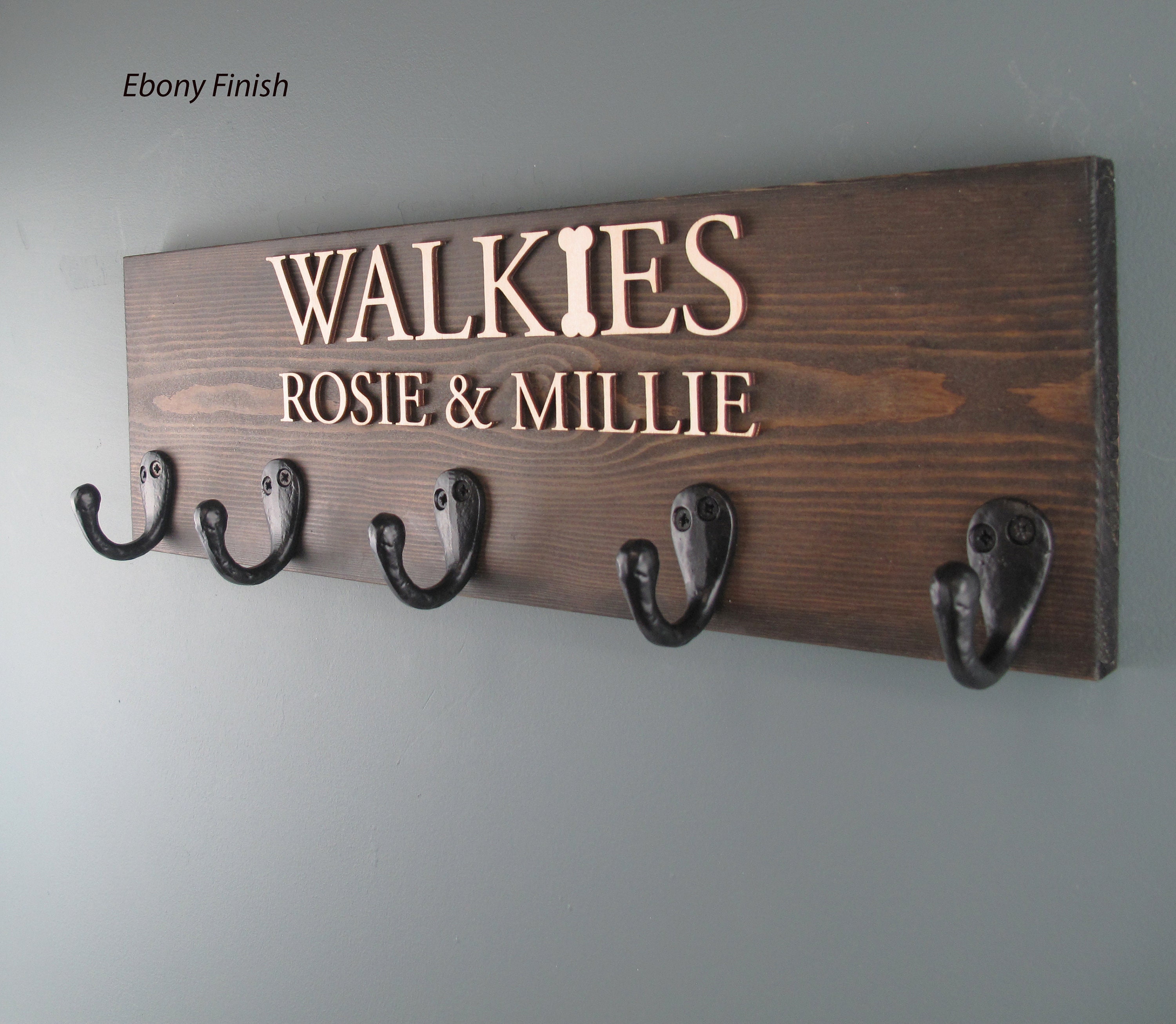 Personalisable Walkie's Wooden Dog Hook Sign Five Hook | Etsy