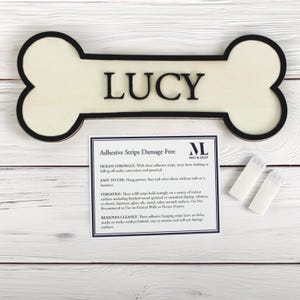Personalised Dog Bone Name Sign – Raised Black Wooden Letters – Pet ...