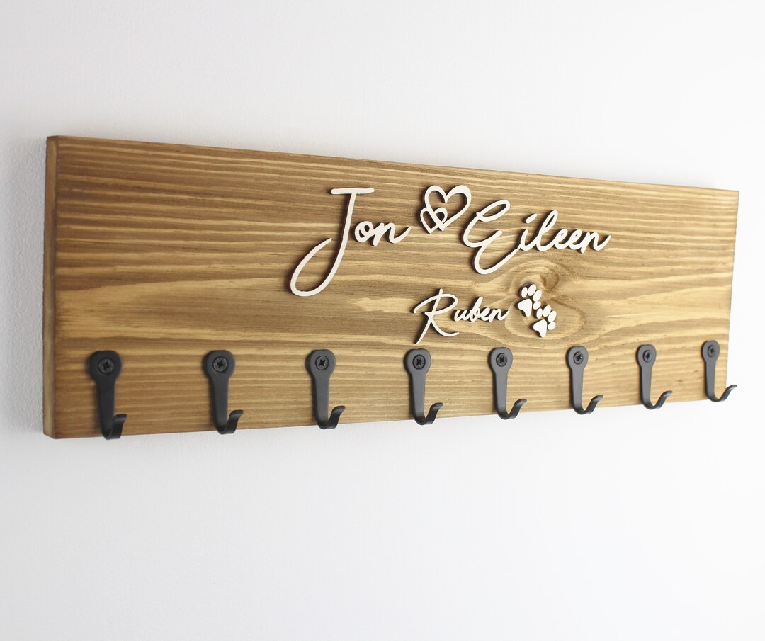 Large Key Holder With Eight Hooks, Keys or Fully Personalisable, New ...