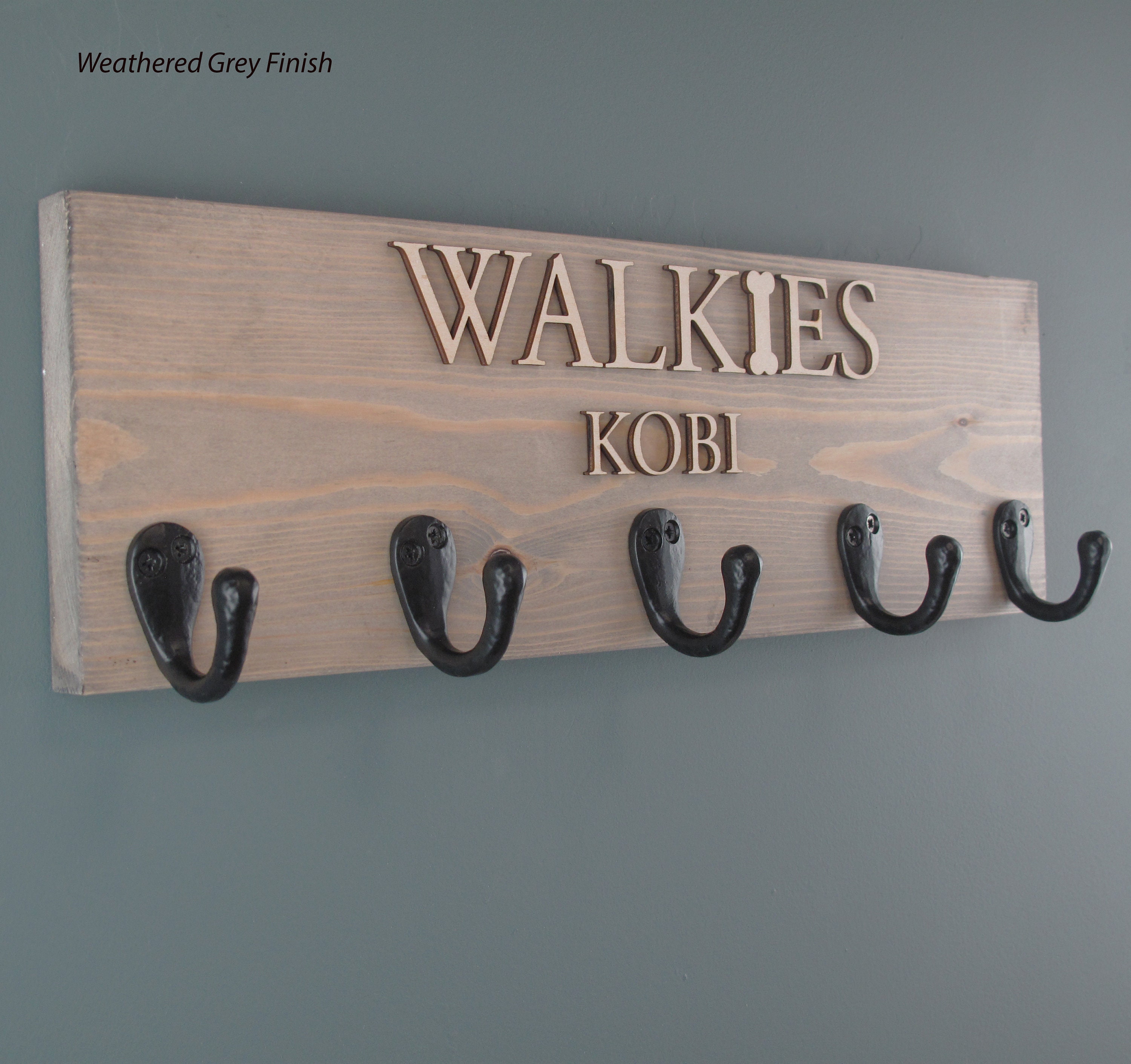 Personalisable Walkie's Wooden Dog Hook Sign Five Hook | Etsy