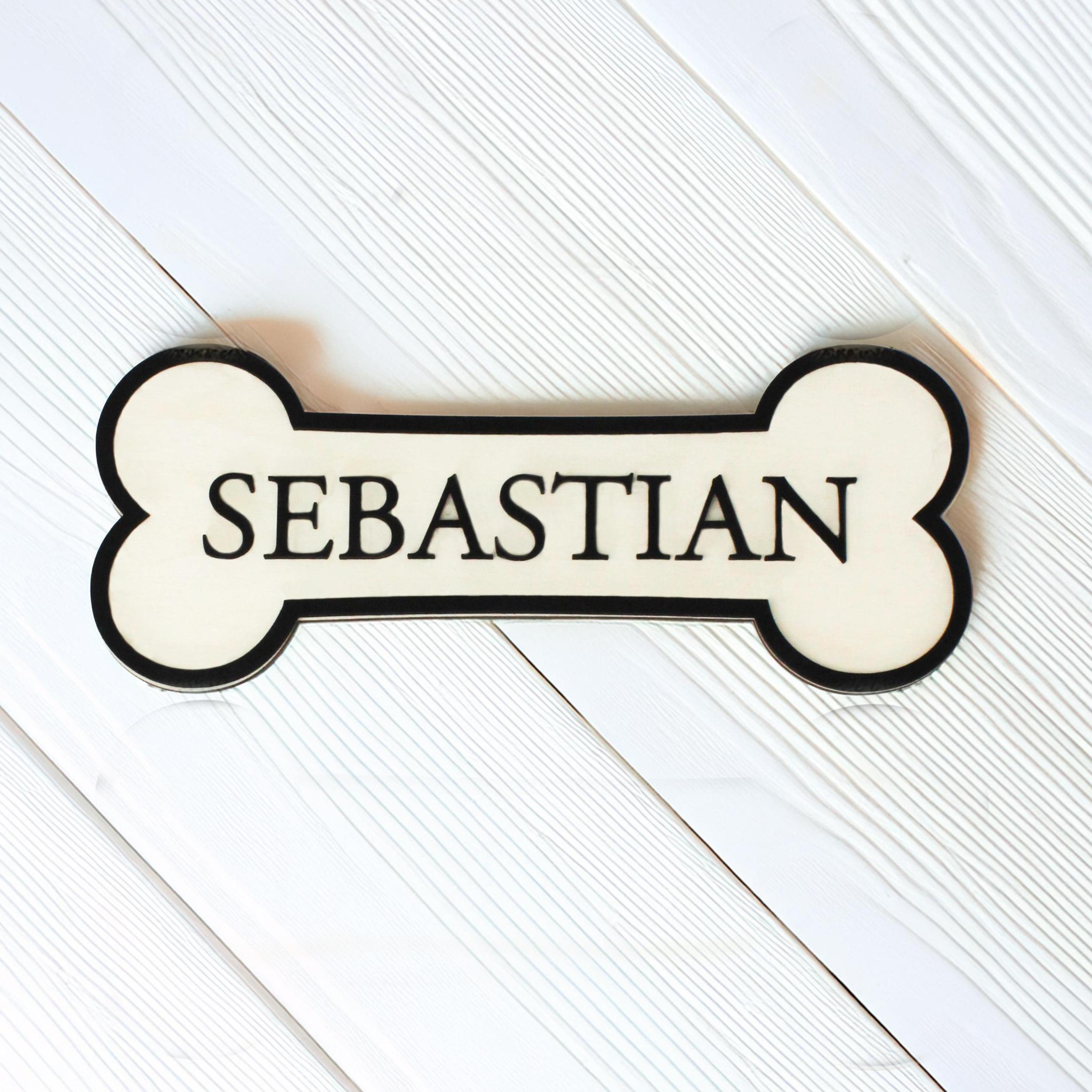 Personalised Dog Bone Name Sign – Raised Black Wooden Letters – Pet ...