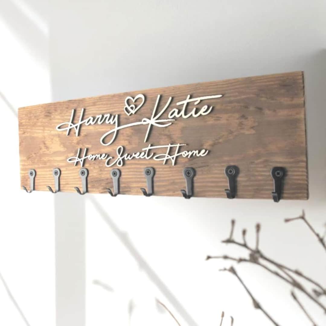 Large Key Holder With Eight Hooks, Keys or Fully Personalisable, New ...