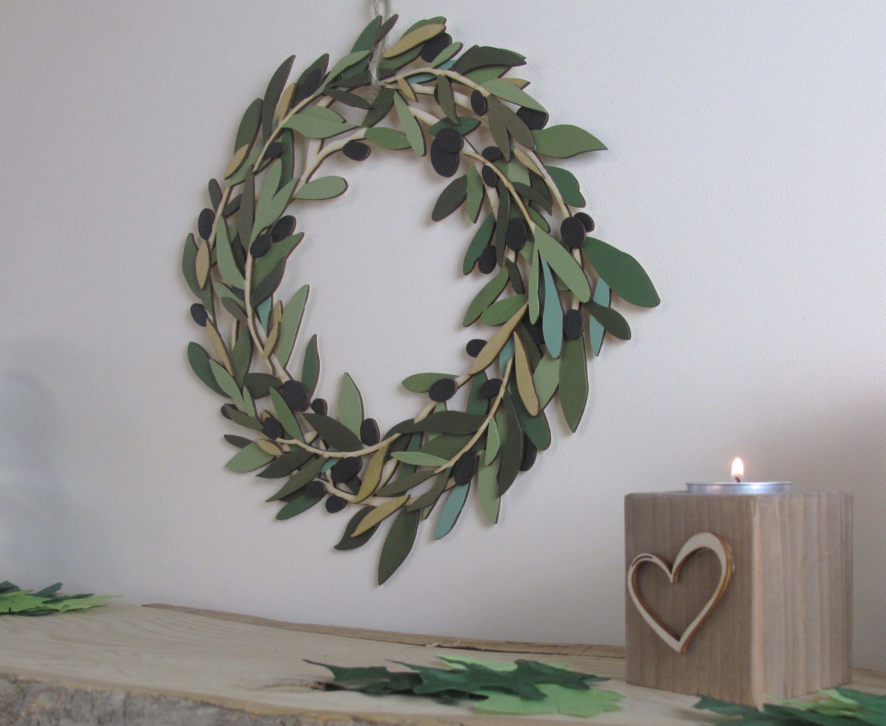 Hand painted Wooden Layered Olive Wreath Greece Lovers | Etsy
