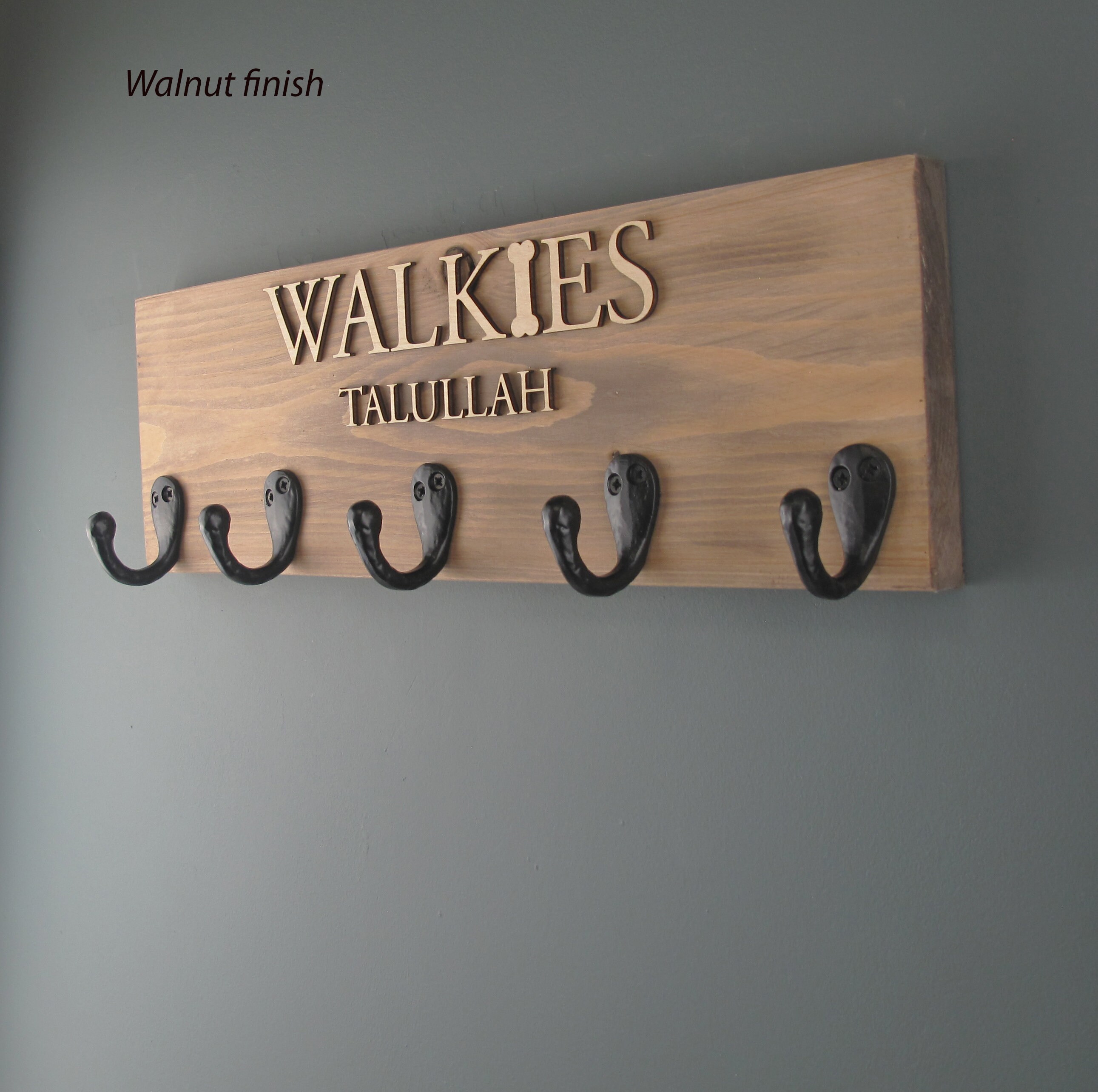 Personalisable Walkie's Wooden Dog Hook Sign Five Hook | Etsy